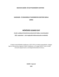 Letölthető dokumentumok - MATE Doktori Iskolák - MATE